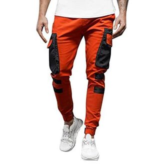 Generic Pantalon cargo pour homme avec plusieurs poches, pantalon de surv&ecirc;tement d&eacute;contract&eacute;, tendance, minimaliste, couleur unie, polyvalent, confortable et 