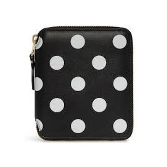 Comme Des Gar&ccedil;ons Portefeuille en Cuir &agrave; Pois - Femme - Accessoires - Noir - Taille: ONE Size