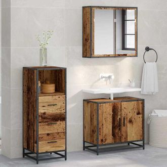 vidaXL Ensemble de mobilier de salle de bain avec tiroir Bois Ancien vidaXL