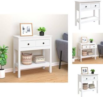 vidaXL Konsolentisch Wei&szlig; 75x35x75 cm Massivholz Kiefer - Kiefernholzm&ouml;bel - Wohnzimmerm&ouml;bel - Flurtisch - Sideboard - Kommode