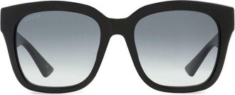Gucci Sonnenbrille mit eckigem Gestell und GG - Schwarz