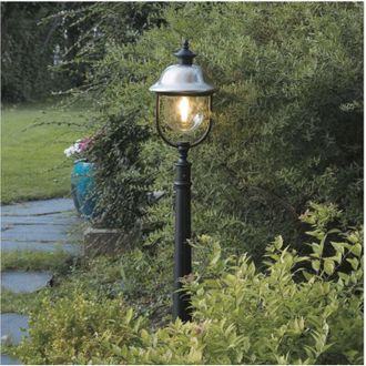 Konstsmide Au&szlig;en Standlaterne parma Wegeleuchte im Landhausstil, Schwarz-Silber, H&ouml;he 125cm