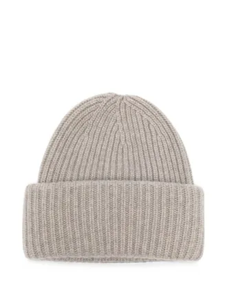 Soft Goat Ribbed Knit Winter Hat - Beige