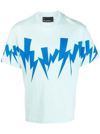 Neil Barrett t-shirt en coton &agrave; imprim&eacute; Thunderbolt - Bleu
