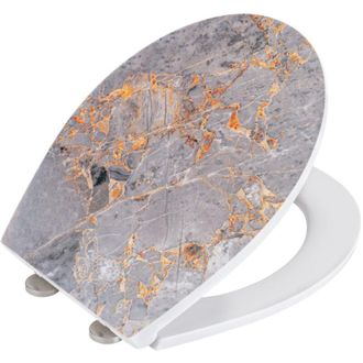 WENKO Abattant Grey Marble, Duroplast embossed