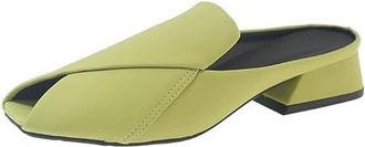 Generic Mules carr&eacute;es &agrave; bout ouvert pour femme - Sandales &agrave; talons bas - Confortables, l&eacute;g&egrave;res et d&eacute;contract&eacute;es, vert clair, 40.5 EU