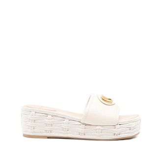 Valentino Garavani Logo-plaque Woven Platform Slides