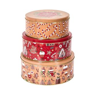 HowHomely Weihnachtsdosen Set 3er - Metall Geschenkboxen Keksdose Pl&auml;tzchendose Vorratsdose Deko Boxen Weihnachten Aufbewahrung f&uuml;r Geb&auml;ck und S&uuml;&szlig;igkeiten