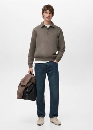 Mango Sweat-shirt polo regular-fit marron moyen - Homme - XS - MANGO MAN