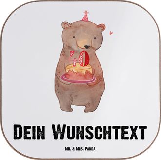 Mr. & Mrs. Panda Personalisierter Untersetzer Bär Torte 40. Geburtstag - Personalisierte Geschenke, Filzuntersetzer, Party, Personalisieren, Bierdeckel, Geschenk, Kerz