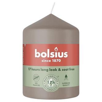 Bolsius Bolsius - Essentials - Stumpenkerze - taupe - 8cm - 6 St&uuml;ck - L&auml;nge brenndauer 17 stunden - Unparf&uuml;mierte - Nat&uuml;rliches Pflanzenwachs - Ohne Palm&ouml;l