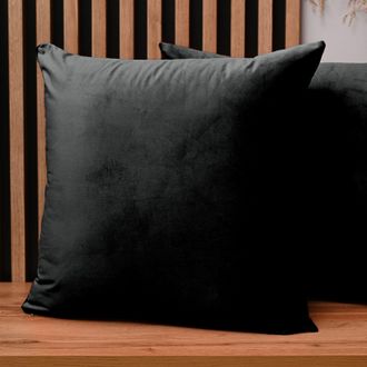 MG Design 2er Set Kissenbez&uuml;ge 60 x 60 cm in Schwarz - mit Rei&szlig;verschluss, samtig-weich mit dezentem Schimmer, pflegeleicht & langlebig