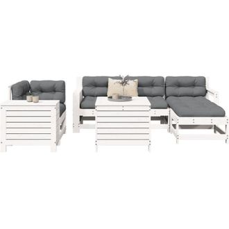 vidaXL 7-tlg. Garten-Sofagarnitur Wei&szlig; Massivholz Kiefer vidaXL