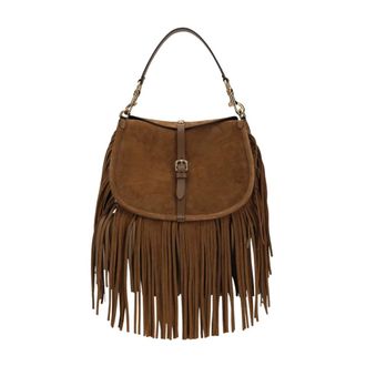 Etro Femme, Sacs, Brun, Taille: ONE Size Sac Pony Moyen en Daim avec Franges