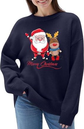 Generic Pull Noel Femme Pull De Noel Femme Pulls De Noël Confortable Imprimé Thématique Doux Col Roulé Élégant Outfit
