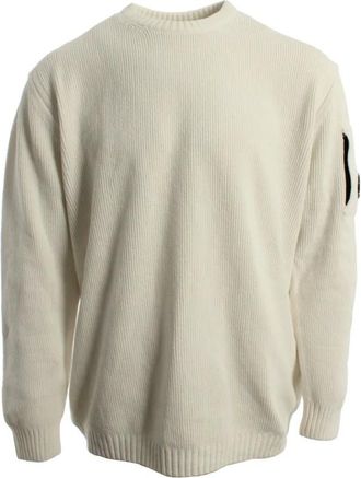 C.P. Company C.p. Company, Homme, Pulls, Blanc, Taille: XL Pull Ras du Cou en Chenille de Coton