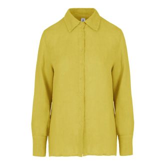 Bomboogie Femme, Blouses et Chemises, Jaune, Taille: 44 FR Chemise en lin coupe droite