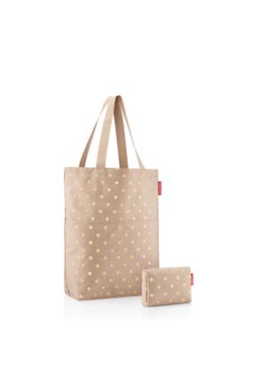 Reisenthel Schultertasche Cityshopper 2 set 1 metallic dots coffee, Gold, Beige, Kunststoff, Textil, Punkte, 47x44x17 cm, Freizeit, Koffer & Taschen, Einkaufstas