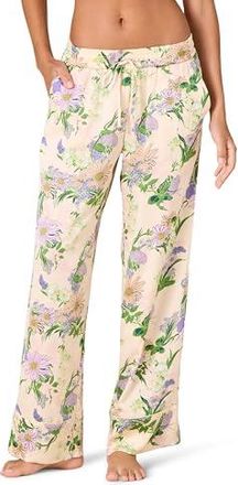 Amazon Essentials Pantalon de Pyjama en Satin à Coupe Classique Femme, Beige Pêche Fleuri, XXL