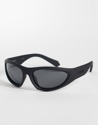 Polaroid Sunglasses Lunettes de soleil enveloppantes style sport &agrave; verres polaris&eacute;s gris - Noir