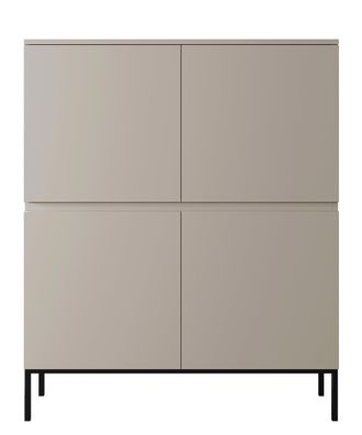 Selsey Kommode Schrank Aufbewahrungsschrank 100 cm 4 T&uuml;ren 8 F&auml;cher Beige Schwarze Beine Bemmi