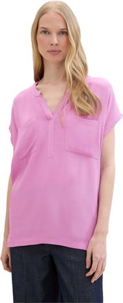 Tom Tailor Damen Basic T-Shirt-Bluse mit Brusttaschen, light floral, XXL