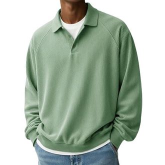 Generic Haut basique classique uni pour homme, v&ecirc;tement de travail d&eacute;contract&eacute;, polo boutonn&eacute;, chemise l&eacute;g&egrave;re et respirante, tunique de vacances, Vert, XXL