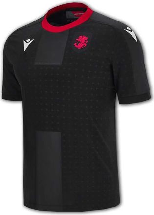 Macron Georgien Auswärtstrikot 23 24 schwarz GFF Away Shirt Georgia Fan Jersey, Größe:L
