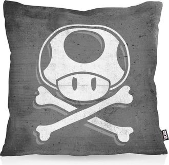 Void Watches Toad Skull Kissenbezug Kissenhülle Outdoor Indoor Mario Totenkopf Videospiel Konsole super World, Kissen Größe:40 x 40 cm