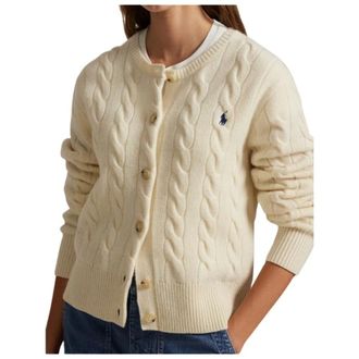 Polo Ralph Lauren Femme, Pulls, Blanc, Taille: 44 FR Cardigan en maille torsad&eacute;e