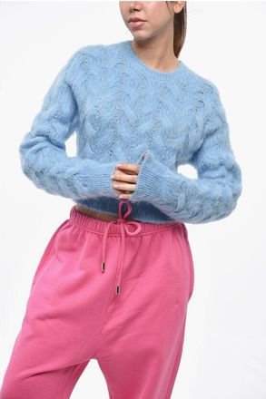 Dsquared2 Cable Knitted Cropped Crew-Neck Sweater size L