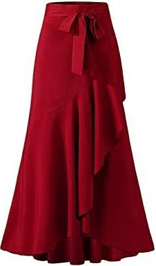 Generic Jupe Femme Longue, Jupe Boheme Femme &agrave; Volants-Jupes Chic Et Elegant Couleurs Pures De Mode Grande Taille Jupes Irr&eacute;Gulier Asym&eacute;Trique Tendance la Gr&acirc;