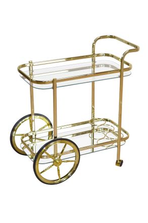 MID.YOU Mid.you Servierwagen, Messing, Metall, Glas, Uni, 73x74x38 cm, Flaschenfach, Esszimmer, Barm&ouml;bel, Barwagen