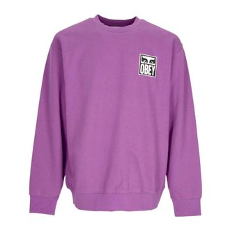 Obey Homme, Sweatshirts et sweats à capuche, Violet, Taille: XS SweaT-shirt Col Rond Iconique Léger French Terry