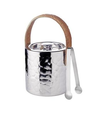 Edzard Seau &agrave; glace Capri, bac &agrave; gla&ccedil;ons avec couvercle, hauteur 17 cm, glaci&egrave;re en acier inoxydable poli brillant avec aspect martel&eacute; d&eacute;coratif