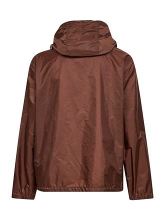Moncler Mens Hooded Windbreaker Brown Polyamide Bomber Jackets