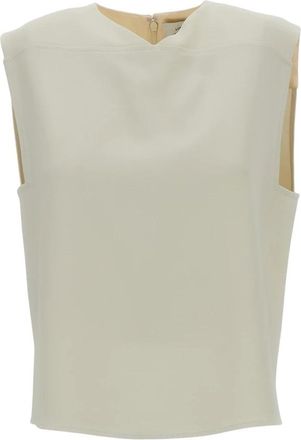 Loulou Studio Femme, Tops, Blanc, Taille: 38 FR Top Boxy Col V