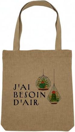 Fabulous Sac Shopping Tote Bag Aspect Lin - Jai besoin dair Tillandsia Plantes Pot Jardinage - Sac de Courses Toile Epaisse 360g Beige Naturel Cabas Port&eacute; Epau