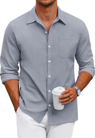 Coofandy Hemden Herren Langarm Oxford Herrenhemden Langarm Business Hemd Freizeithemden für Herren Langarmhemd Oberhemd Button-Down Baumwollhemd Bügelfrei Männ