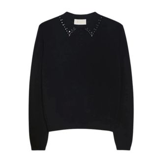 iBlues Femme, Tops, Noir, Taille: 40 FR Pull noir avec collier de bijoux