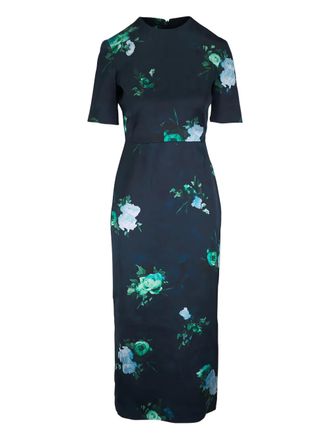 Erdem robe imprim&eacute;e &agrave; manches courtes - Bleu