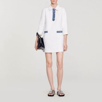 Sandro Kurzes lang&auml;rmeliges Tweedkleid