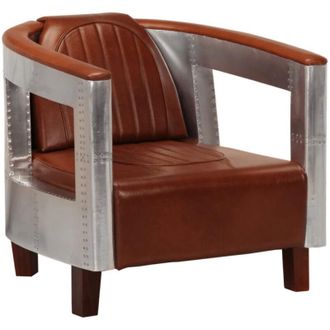 vidaXL Vidaxl - Fauteuil en style daviation marron cuir v&eacute;ritable