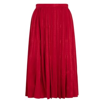 Gucci Interlocking G Kette Seidenjacquard Midirock - - Skirts - Damen - Rot - XS