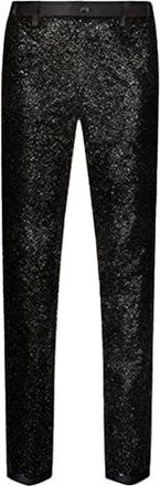 Generic Pantalon de danse disco pour homme - Jambe droite - Brillant - Pantalon de bo&icirc;te de nuit pour homme, Noir, XXL