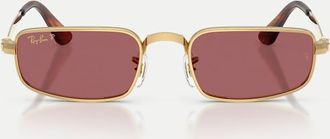 Ray-Ban Rb3927 - Lunettes de soleil rectangulaires &agrave; verres polaris&eacute;s violets - Dor&eacute; arista