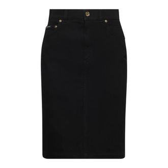 Dolce & Gabbana Schwarzer Denim-Rock mit Logodetails - - Skirts - Damen - Schwarzk - 2XS