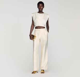 Sandro Kurzes plissiertes Satintop