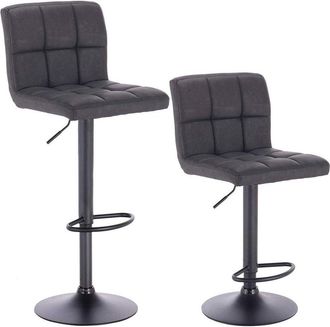 Woltu Barhocker 2er Set Barstuhl Tresenhocker Bistrohocker Designer Hocker mit Rückenlehne, Kunstleder in Antiklederoptik höhenverstellbar drehbar Stahl