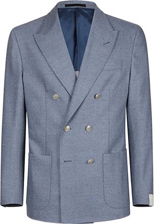 Eleventy Homme, Vestes, Bleu, Taille: S Veste en laine et cachemire &agrave; double boutonnage